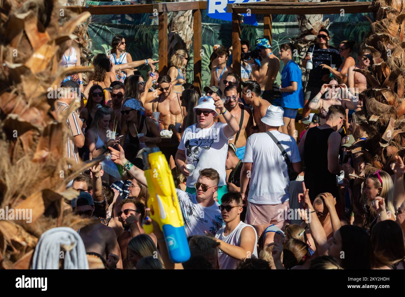 People dance and enjoy on party at Papaya Club at Zrce Beach in Novalja ...