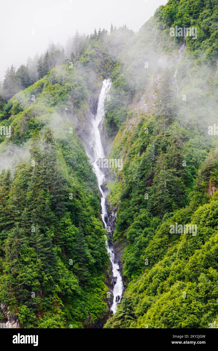 Waterfalls; Valdez Arm; Prince William Sound; Alaska; USA Stock Photo ...