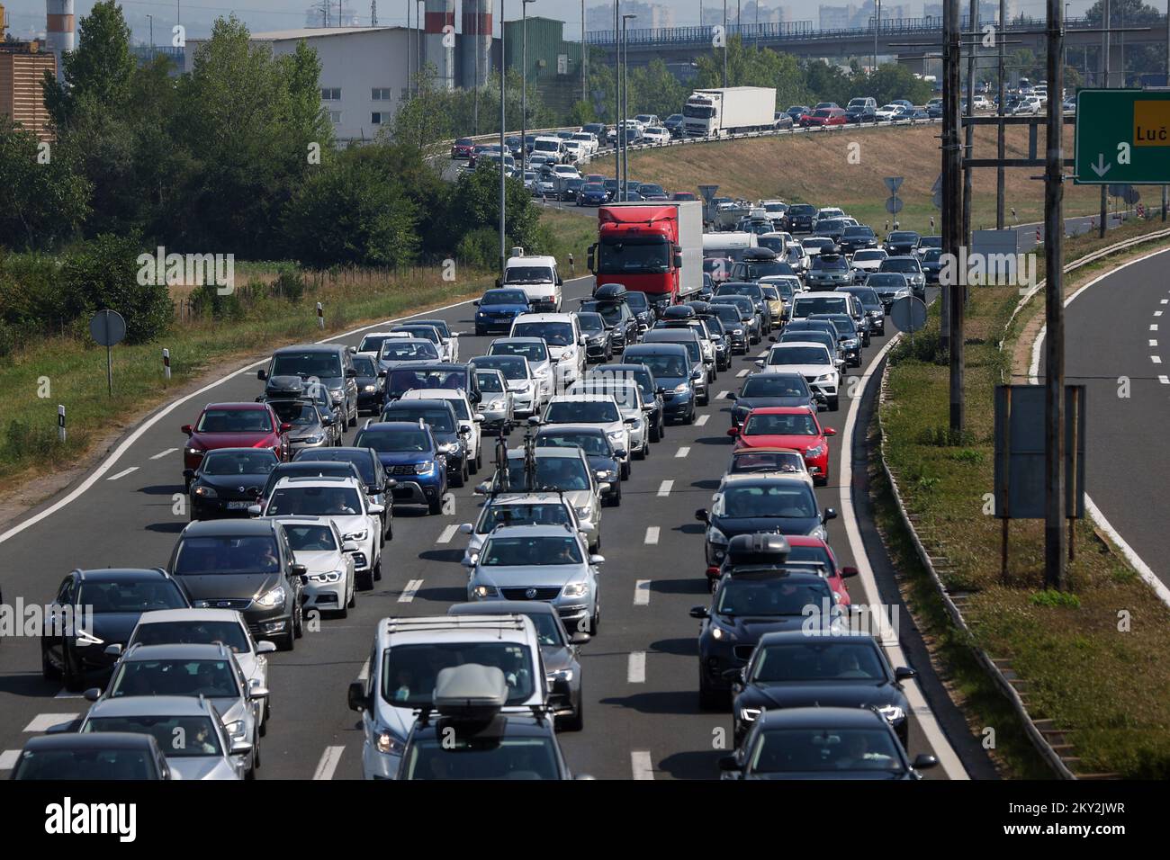Vehicles are seen in queue at Lucko A1 motorway toll station near ...