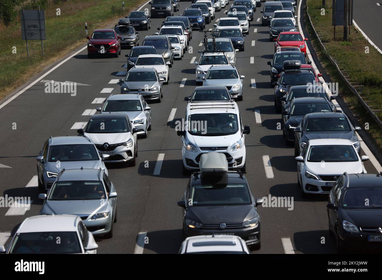 Vehicles are seen in queue at Lucko A1 motorway toll station near ...