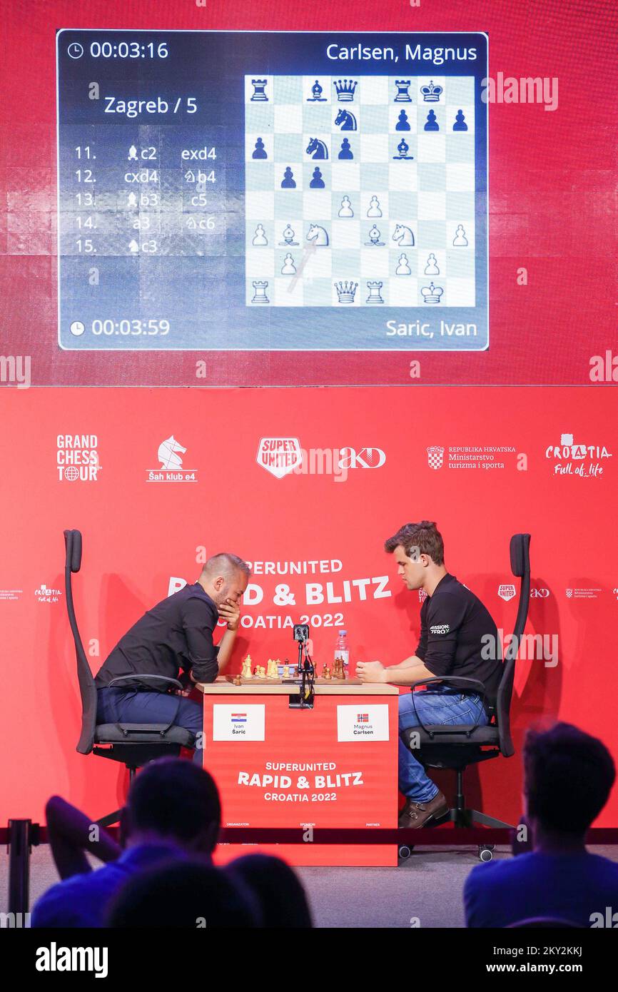 The Chess match between Magnus Carlsen and Ivan Saric during Grand ...