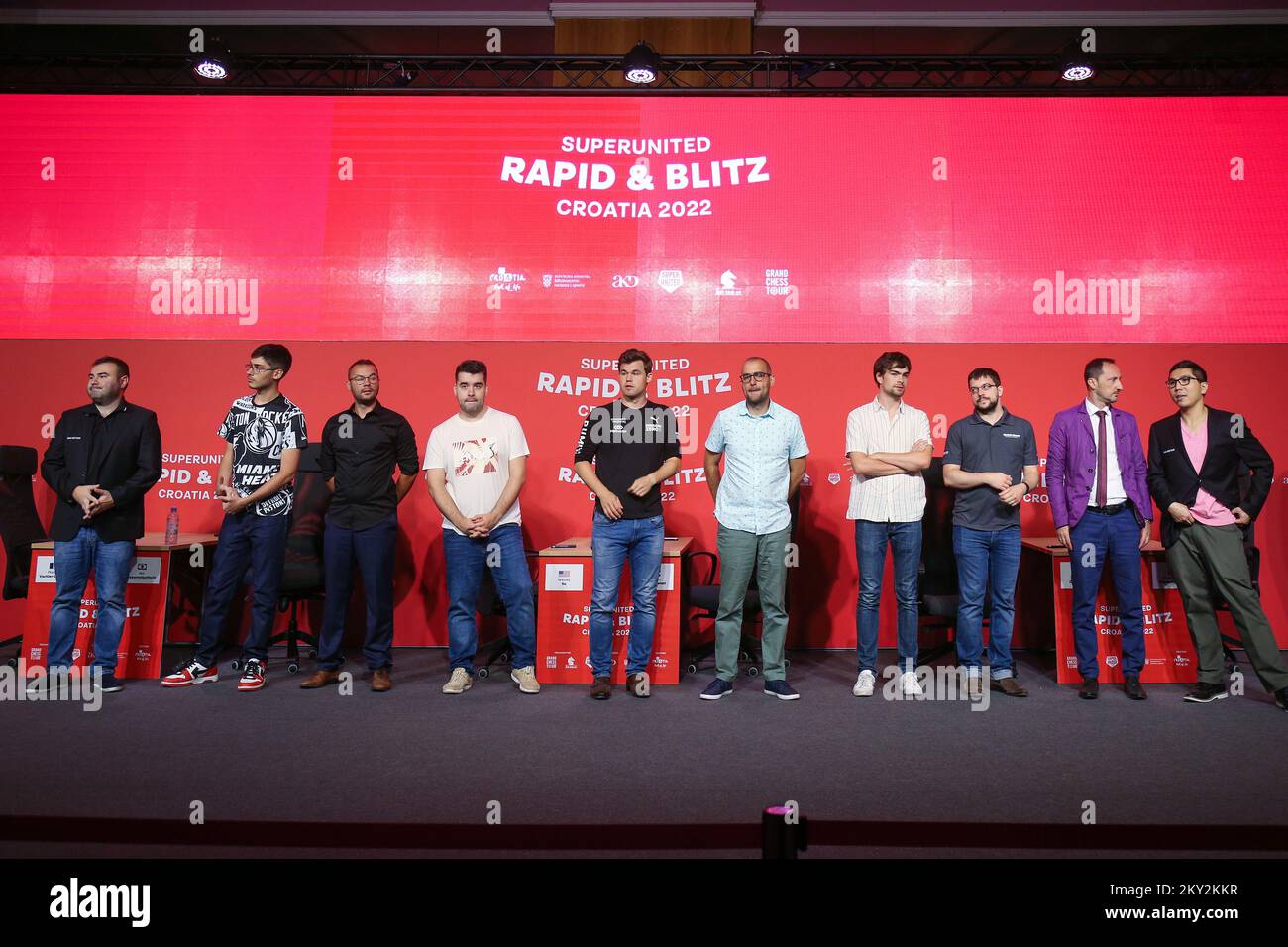 Norwegian Magnus Carlsen during the awards ceremony of Grand Chess Tour ...