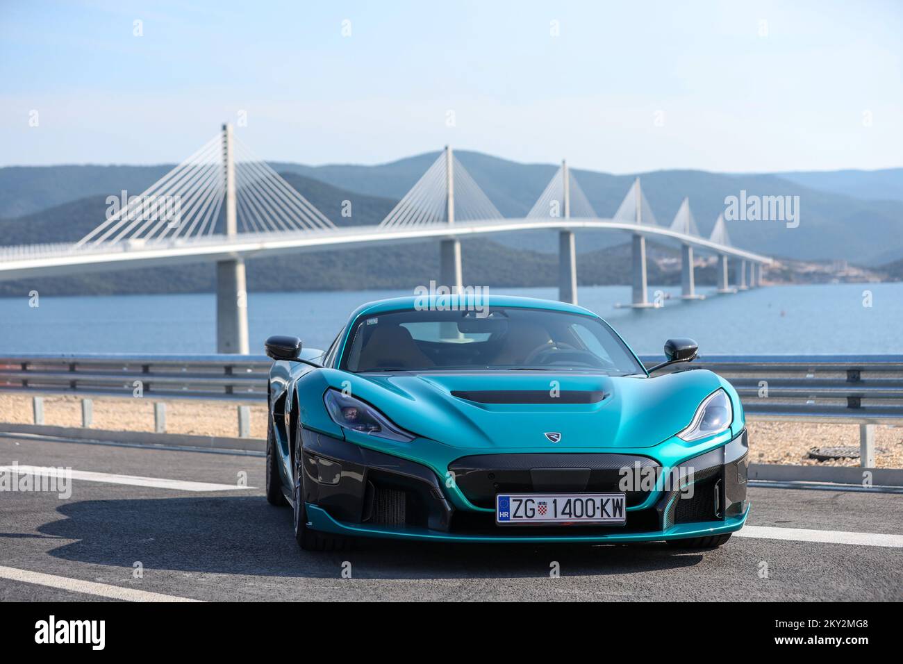 Rimac Nevera is an all-electric sports car is seen during a press ...