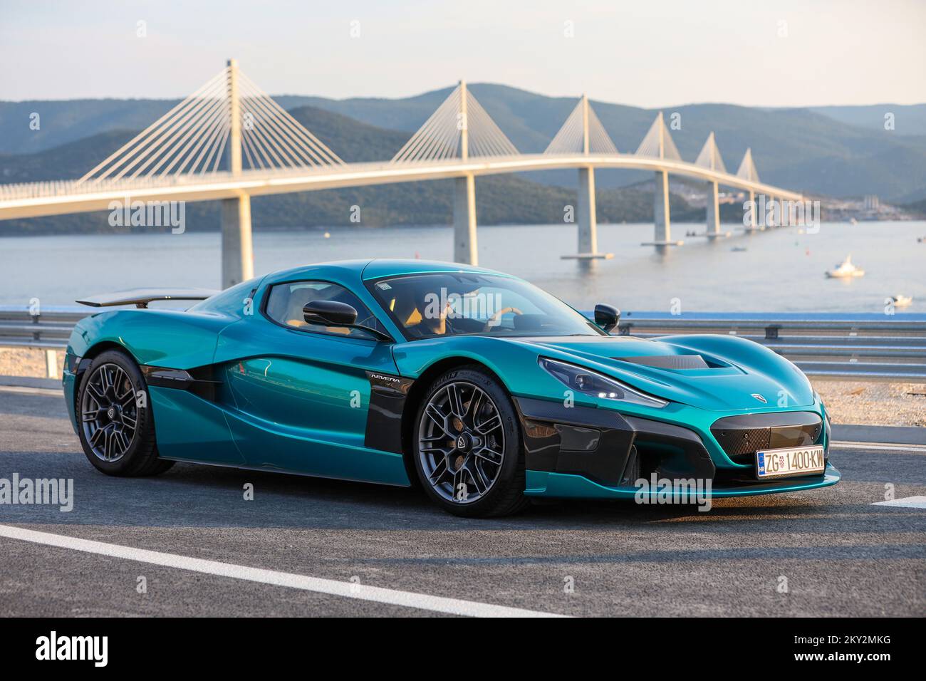Rimac Nevera is an all-electric sports car is seen during a press ...