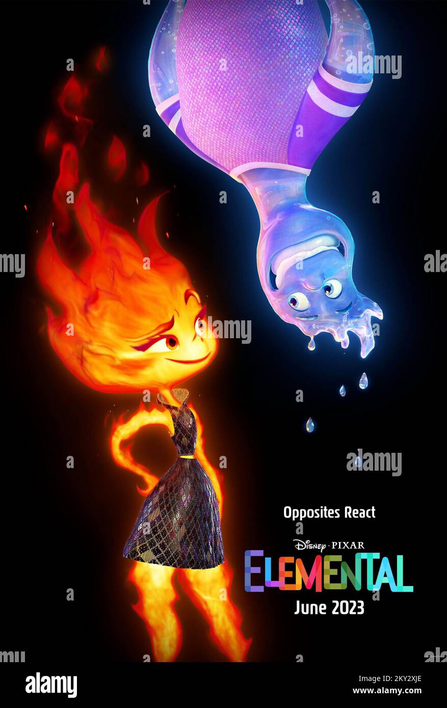 ELEMENTAL, US advance poster, from left: Ember (Leah Lewis), Wade ...