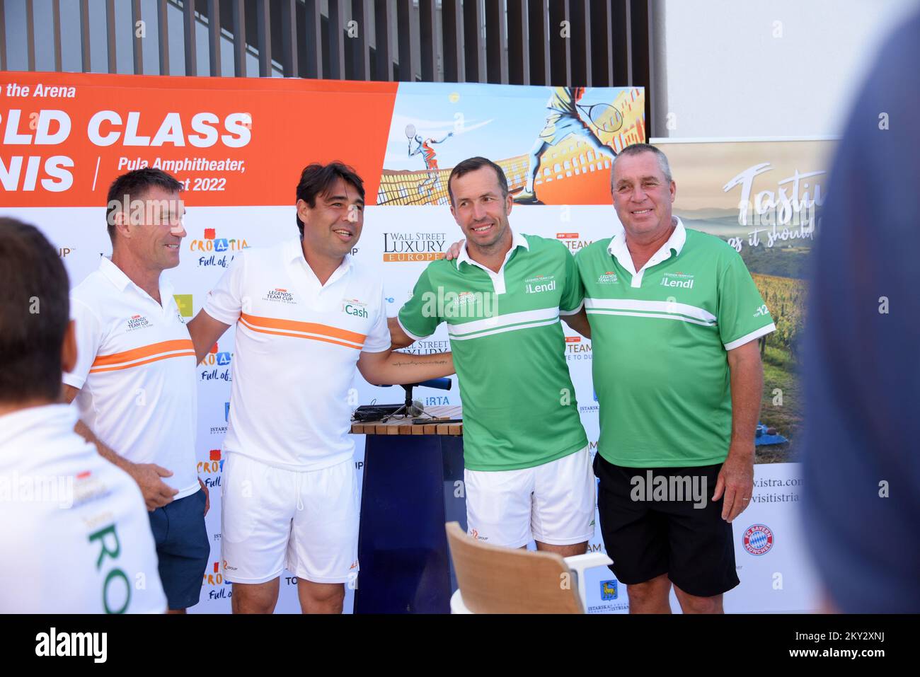 Tennis players and organizers met before the start of tonight's tennis ...