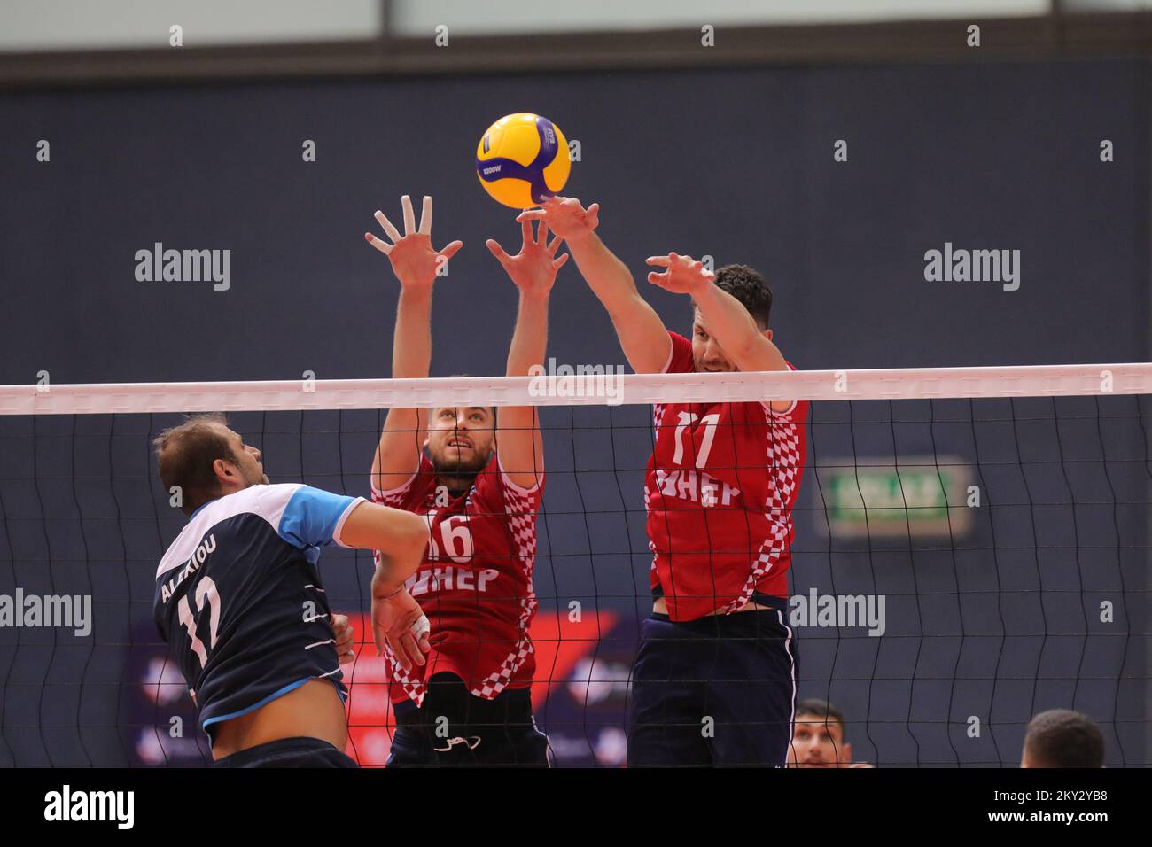 OSIJEK, CROATIA - AUGUST 03: Leo Andric and Ivan Mihalj in defence ...