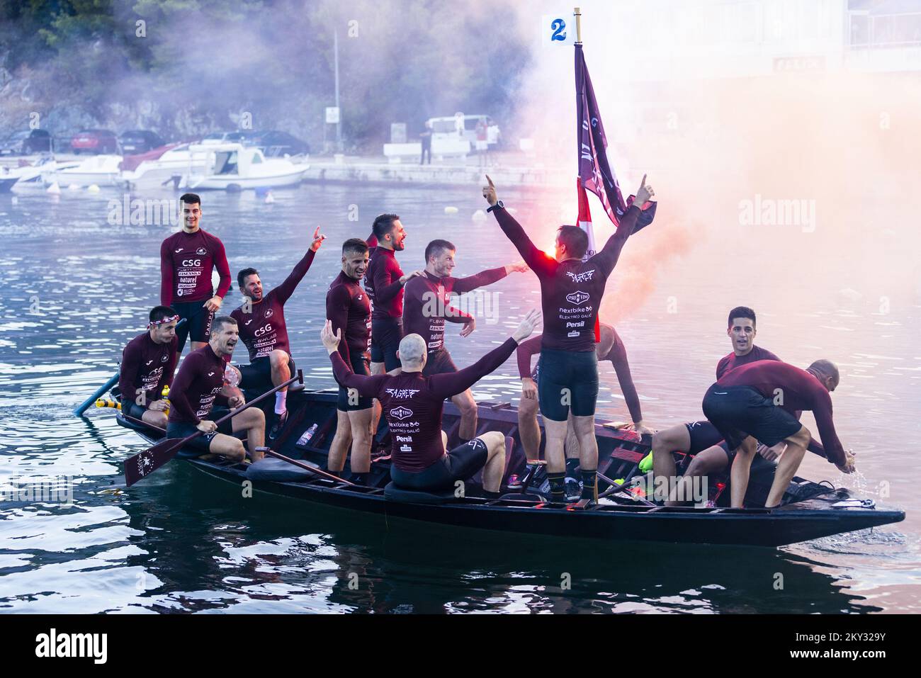 Zagreb team celebrating winning of the 25th Neretva Boat Marathon in ...