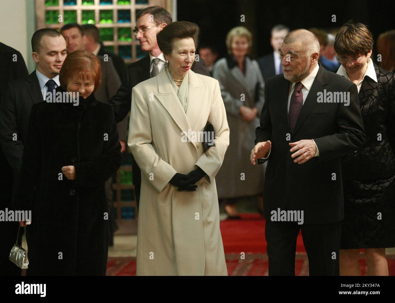 Princess Anne with Croatian President Stjepan Mesic and his wife Milka ...