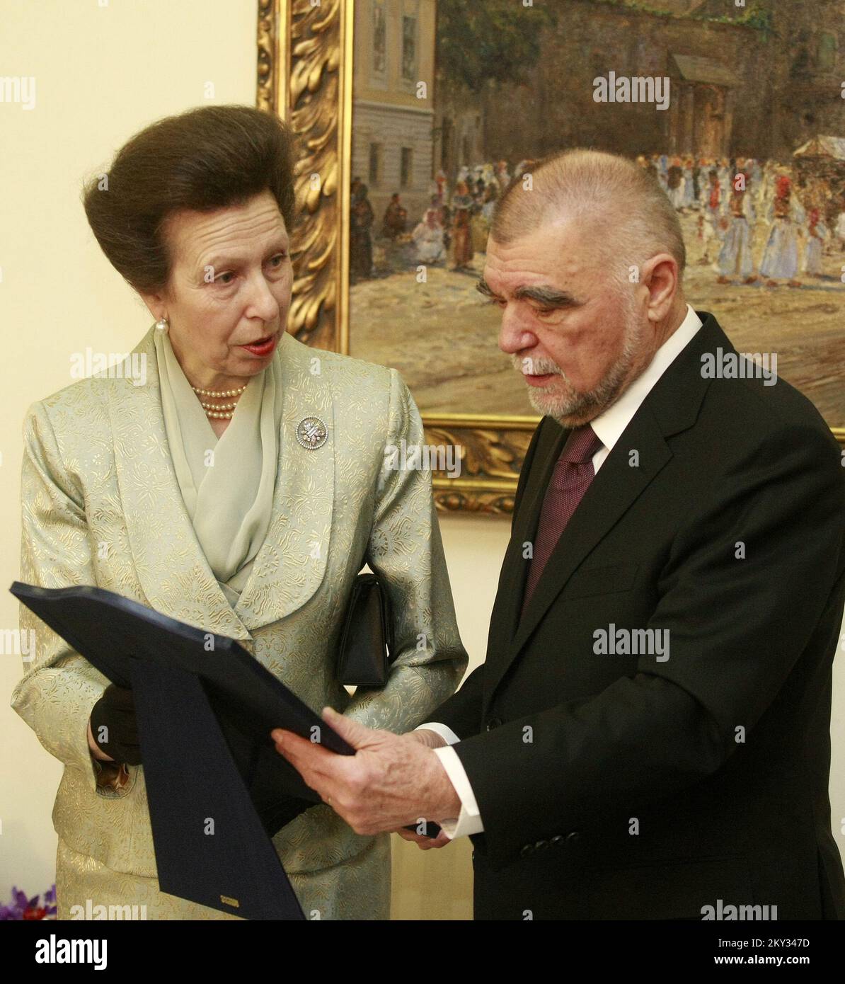 Princess Anne with Croatian President Stjepan Mesic during her visit to ...