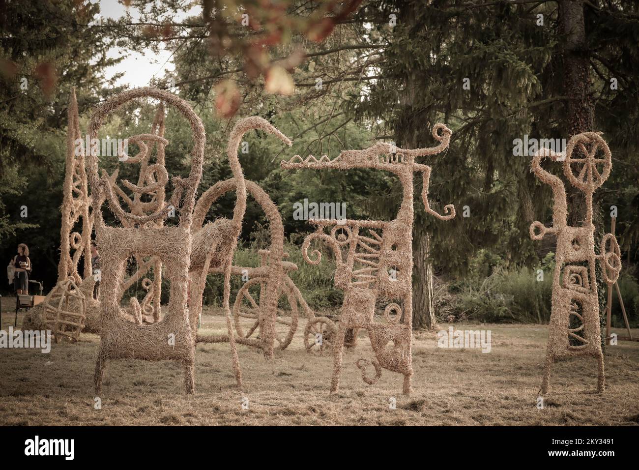 Photo taken on August 18, 2022 shows straw art sculptures at The Slama ...