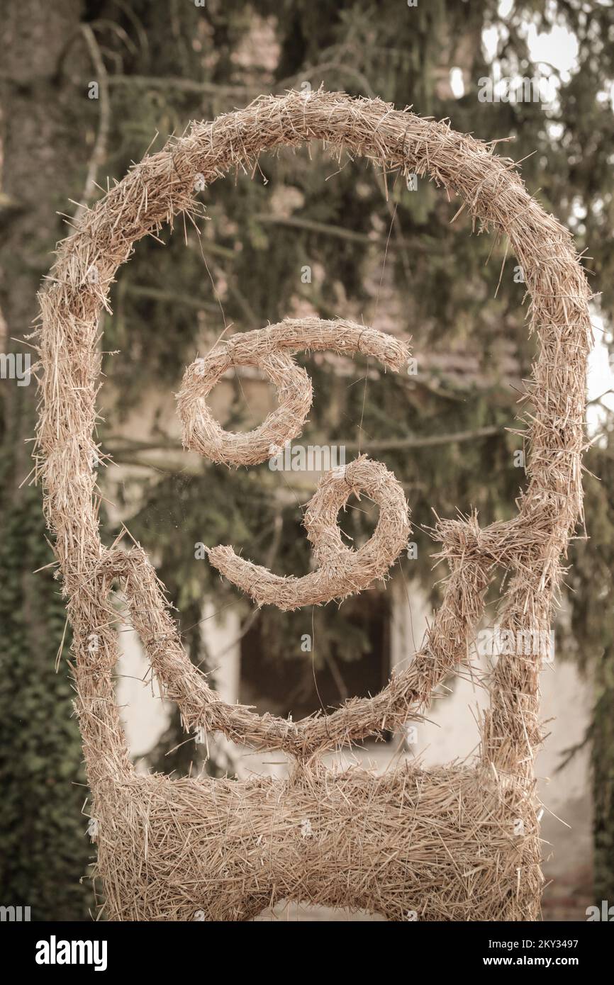 Photo taken on August 18, 2022 shows straw art sculpture at The Slama ...