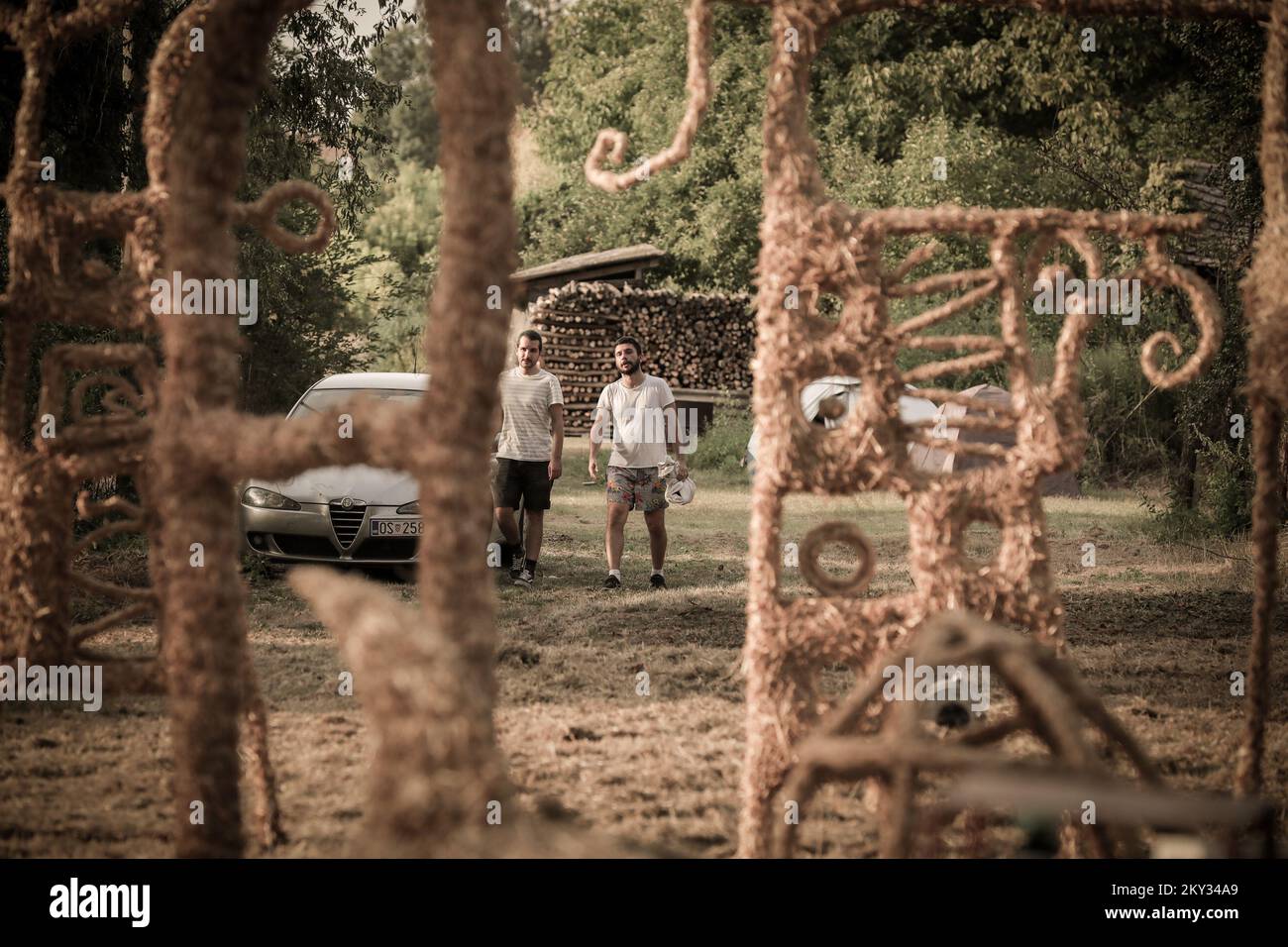 Photo taken on August 18, 2022 shows straw art sculpture at The Slama ...