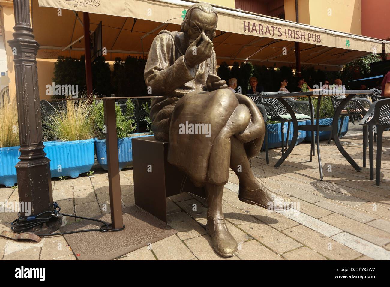 Statue of Faust Vrancic a famous Croatian writer and inventor is seen as part of Sit&Meet ...