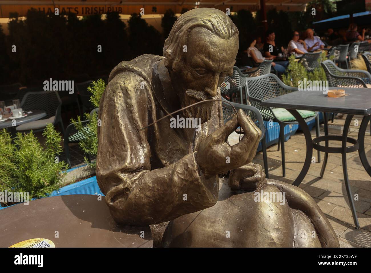 Statue of Faust Vrancic a famous Croatian writer and inventor is seen ...