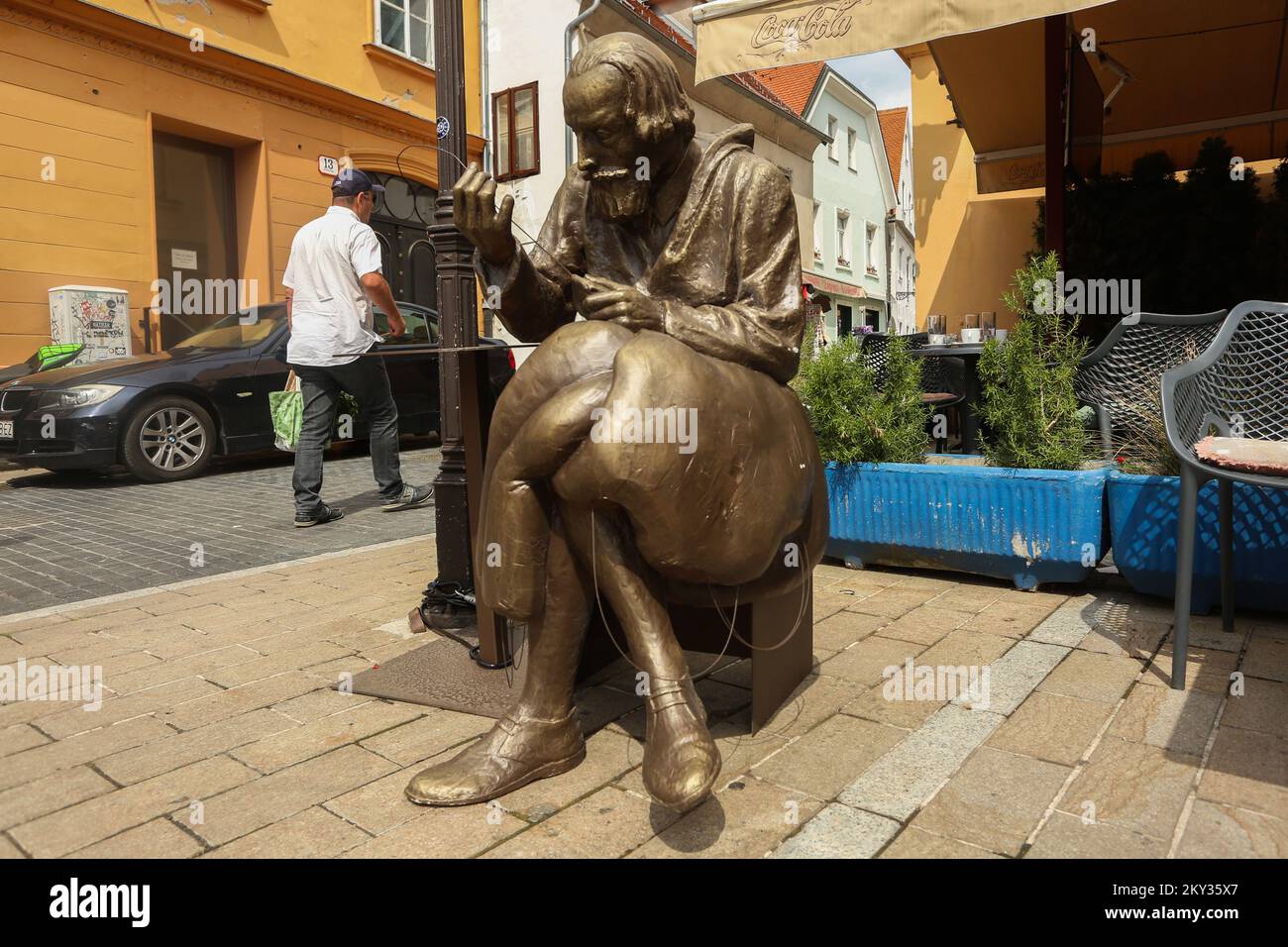 Statue of Faust Vrancic a famous Croatian writer and inventor is seen ...