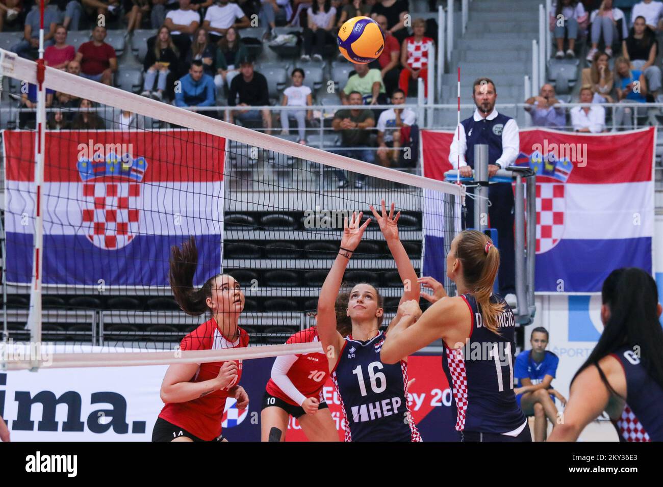Lea Deak of Croatia sets the ball for a teammate during European ...