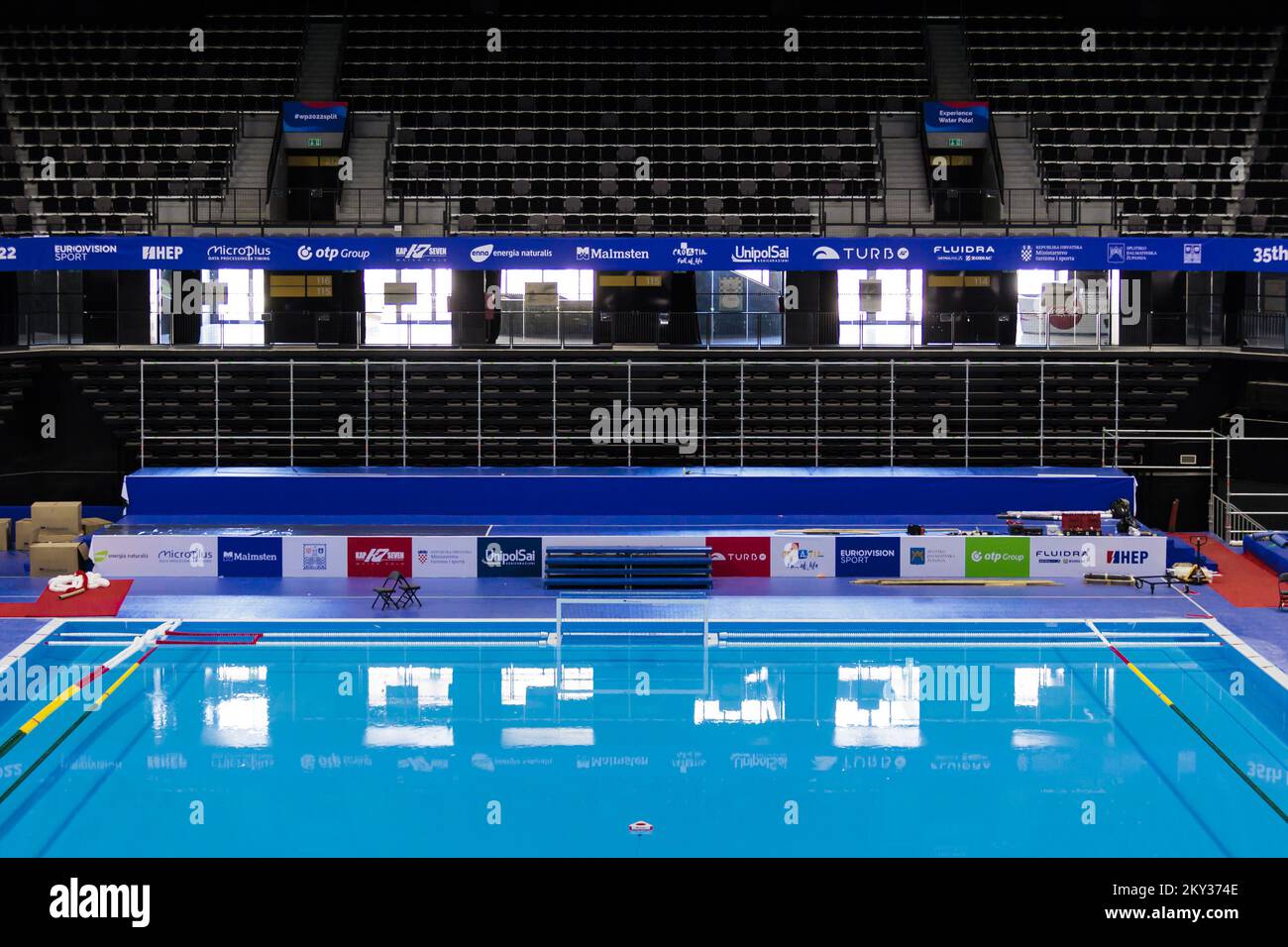 General view of swimming pool inside Spaladium Arena in Split, Croatia ...