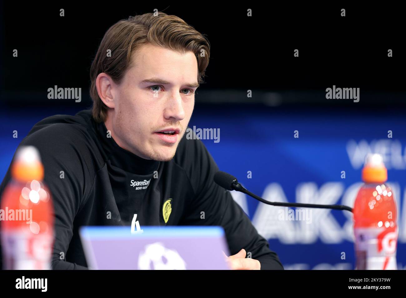 Marius Hoibraten of Bodo/Glimt speaks on a press conference at Maksimir ...