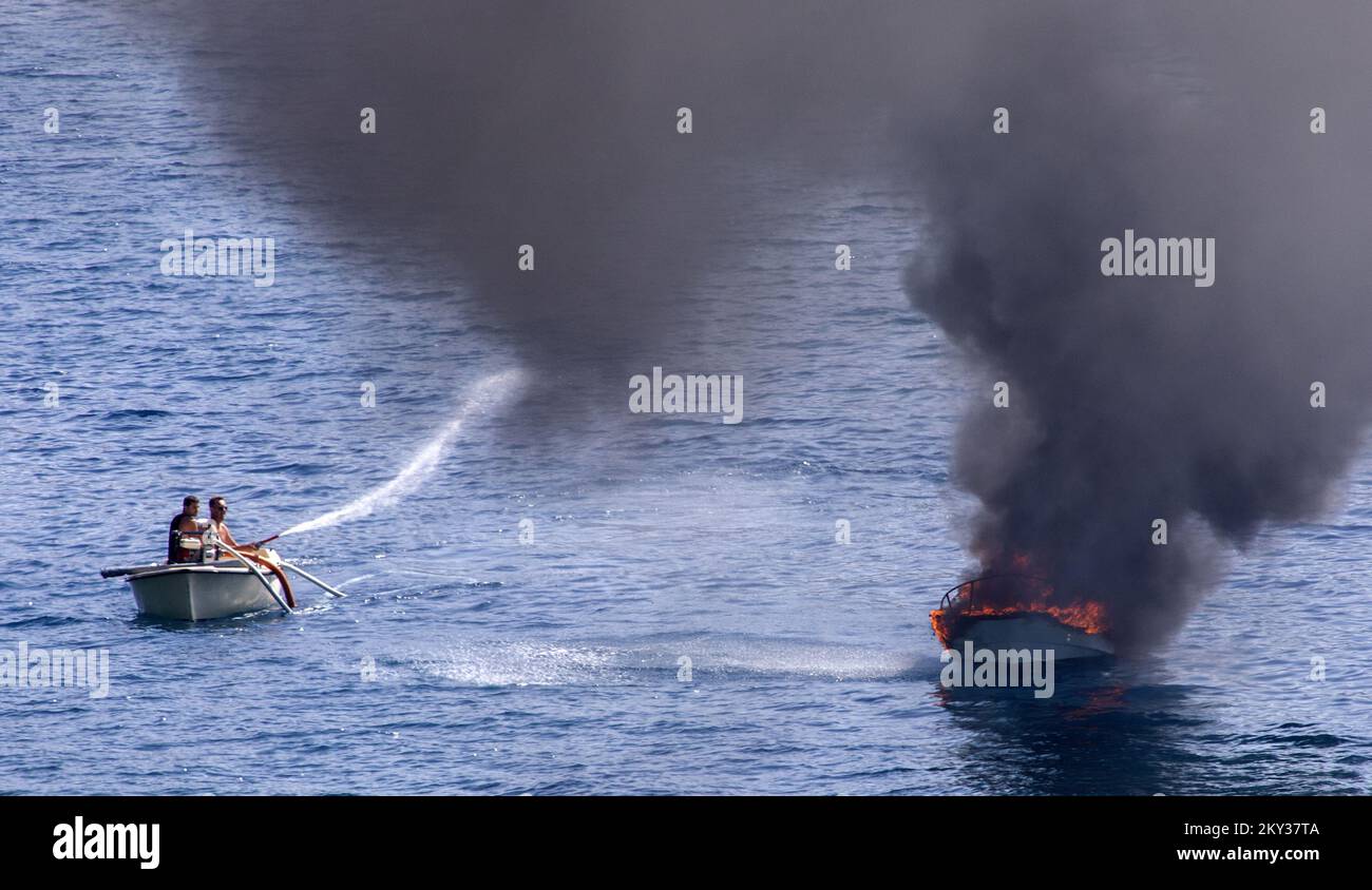 There was a speedboat fire in the morning hours in Omis, Croatia on ...