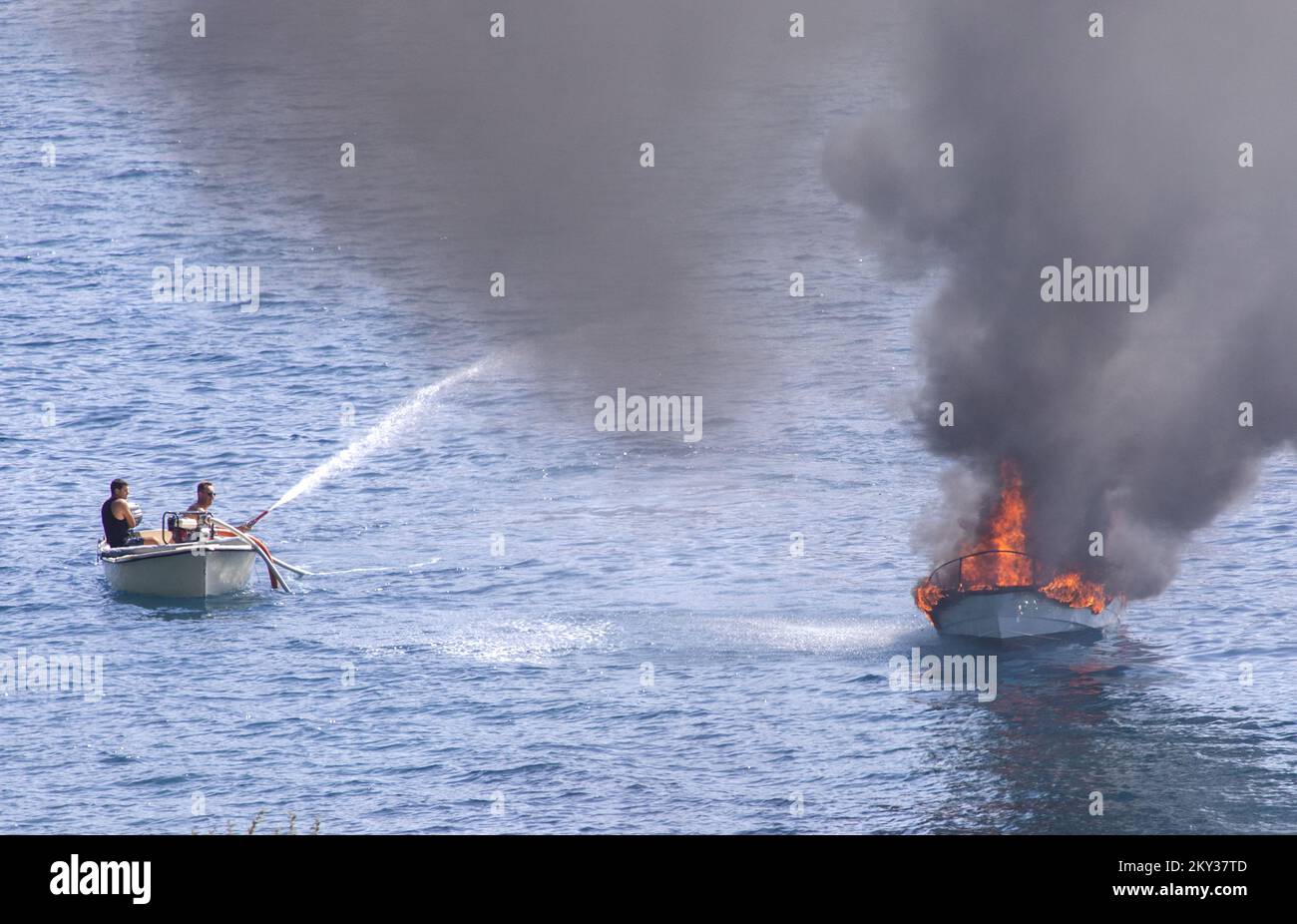 There was a speedboat fire in the morning hours in Omis, Croatia on ...