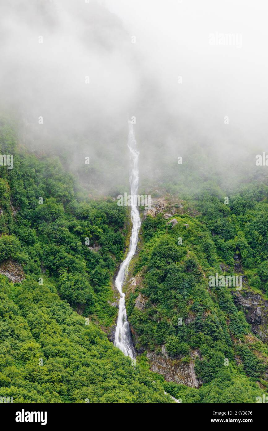 Waterfalls; Valdez Arm; Prince William Sound; Alaska; USA Stock Photo ...
