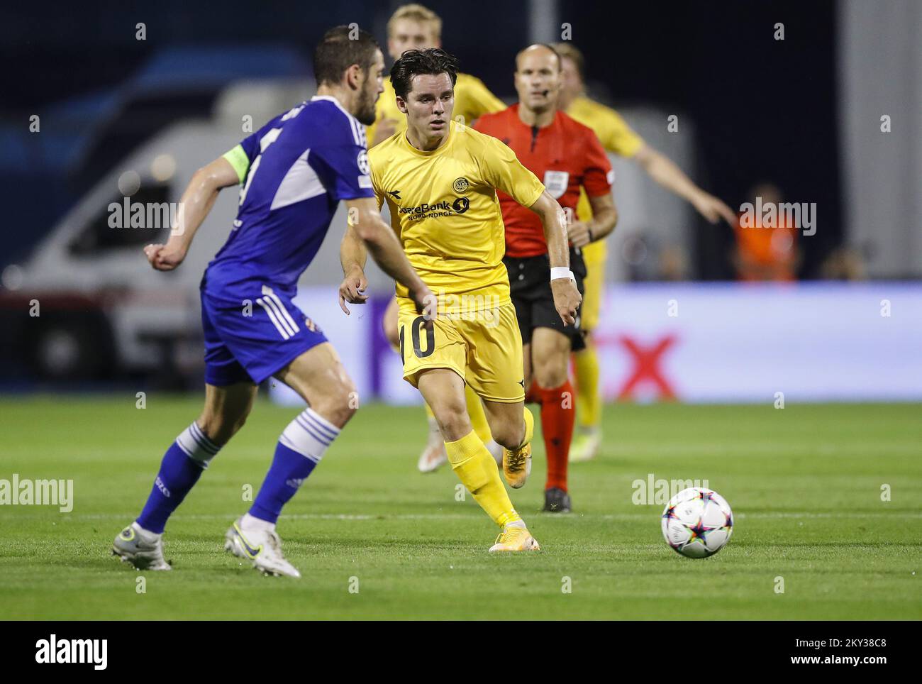 Hugo Vetlesen of Bodo/Glimt in action against Arijan Ademi of Dinamo ...