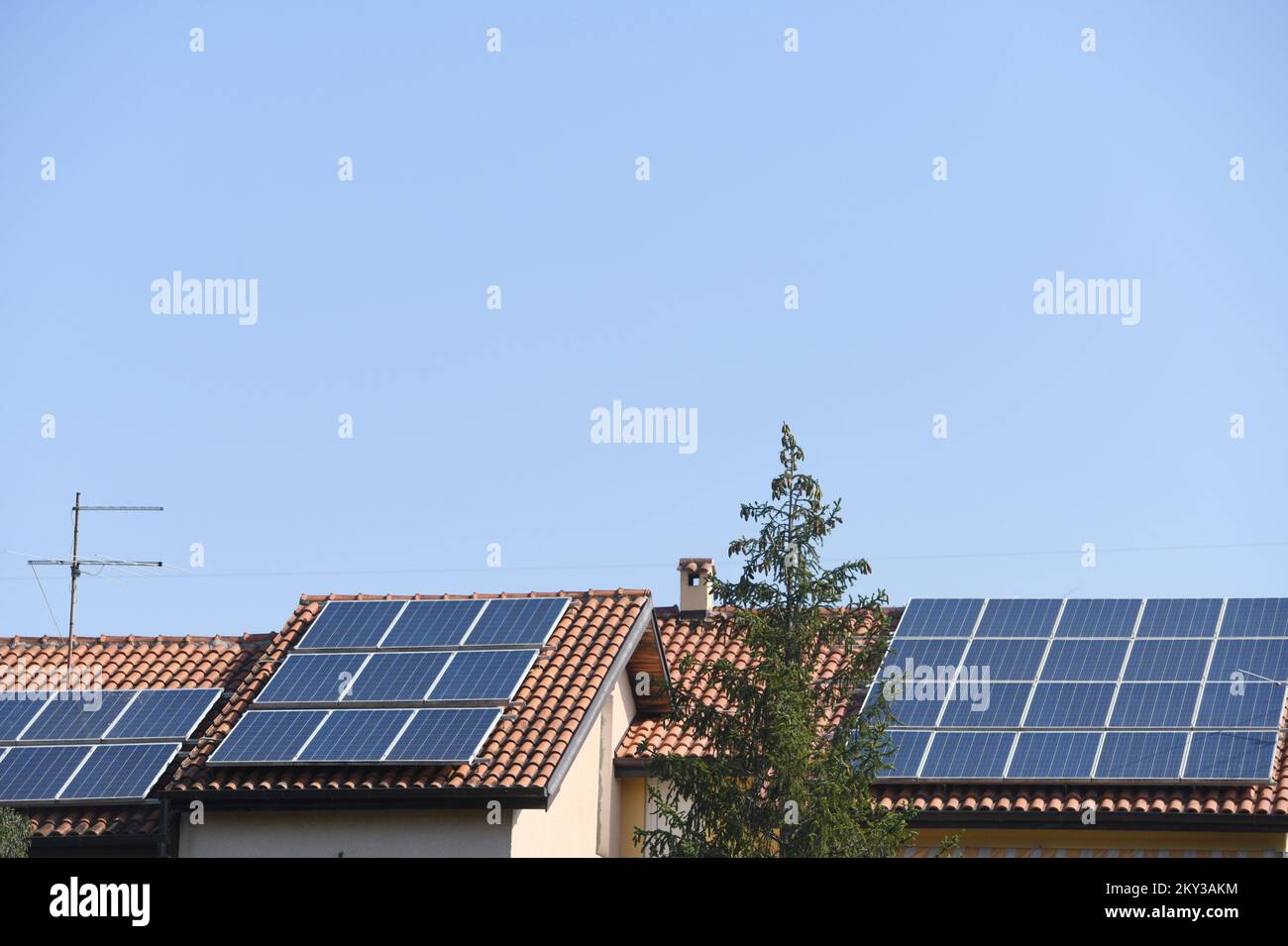 Solar panels can be seen on the house in Sibenik, Croatia on August 26 ...
