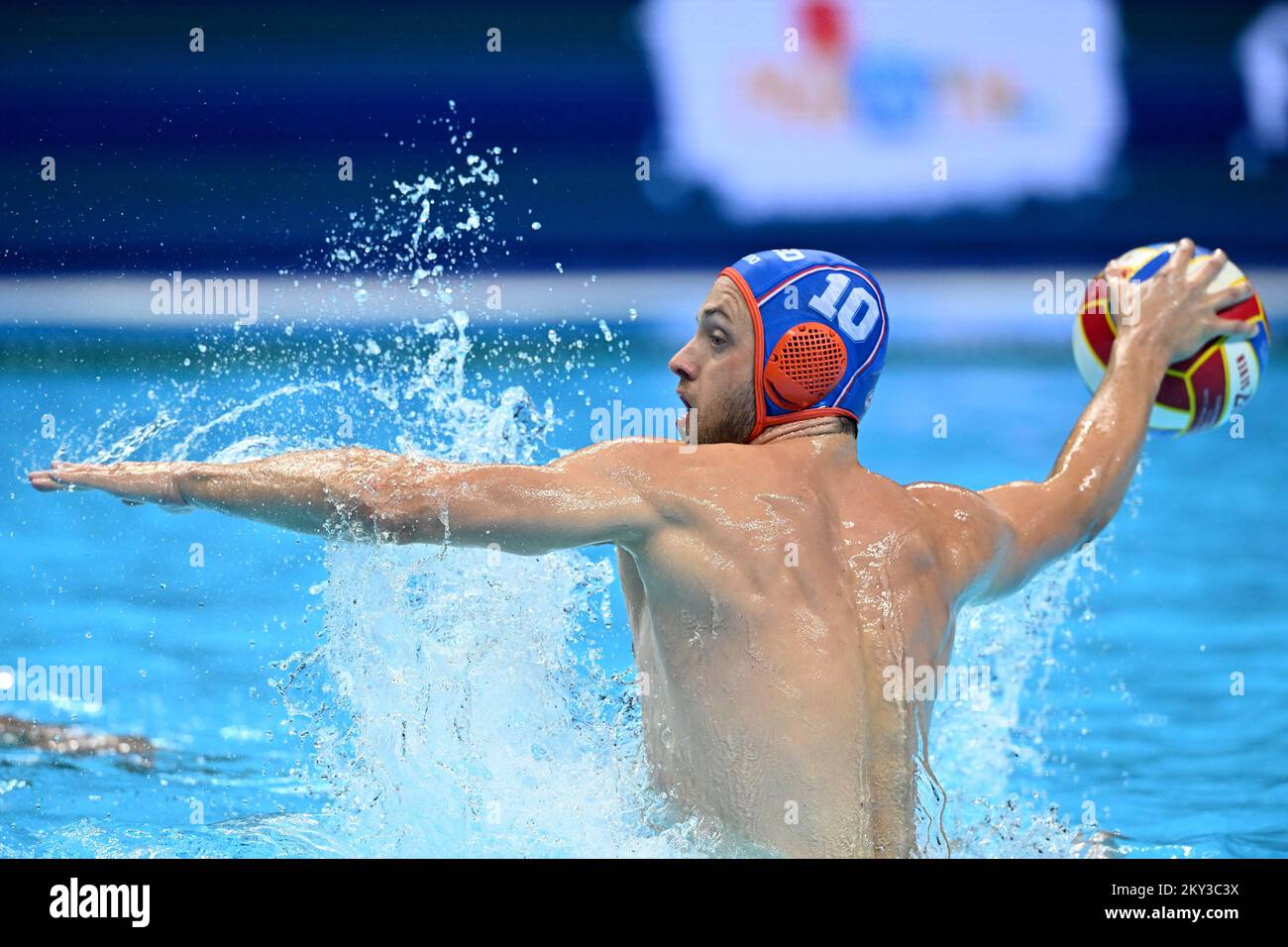 Pascal Janssen of Netherlands during the 2022 European Water Polo ...