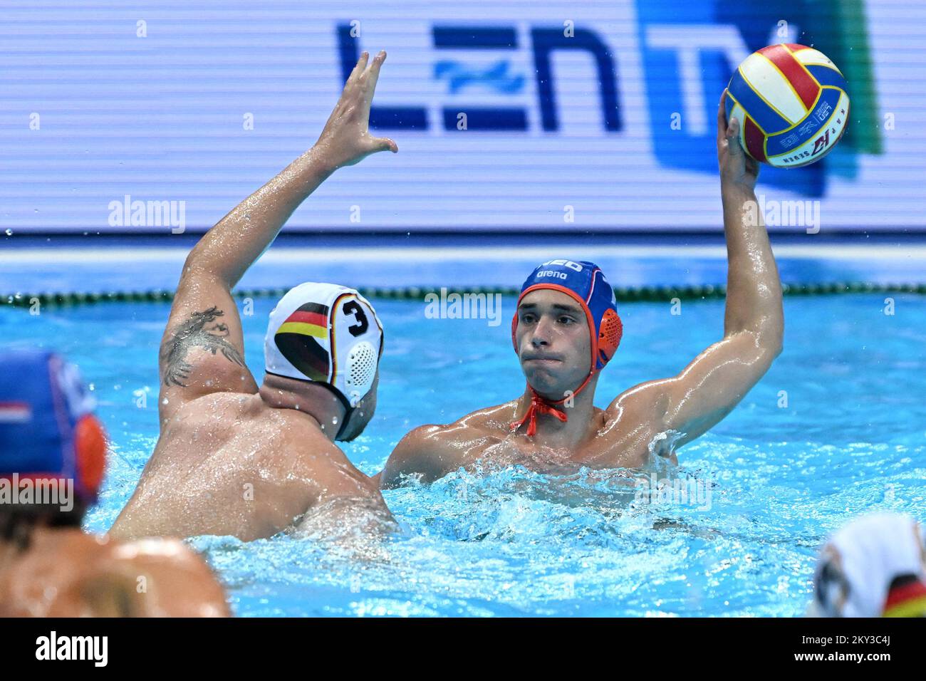 Kas Te Riele of Netherlands in action against Ferdinand Korbel of ...