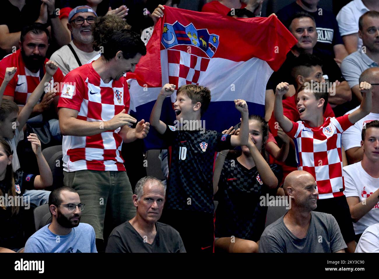 SPLIT, CROATIA - AUGUST 29: Supporters cheer in the stands during the ...