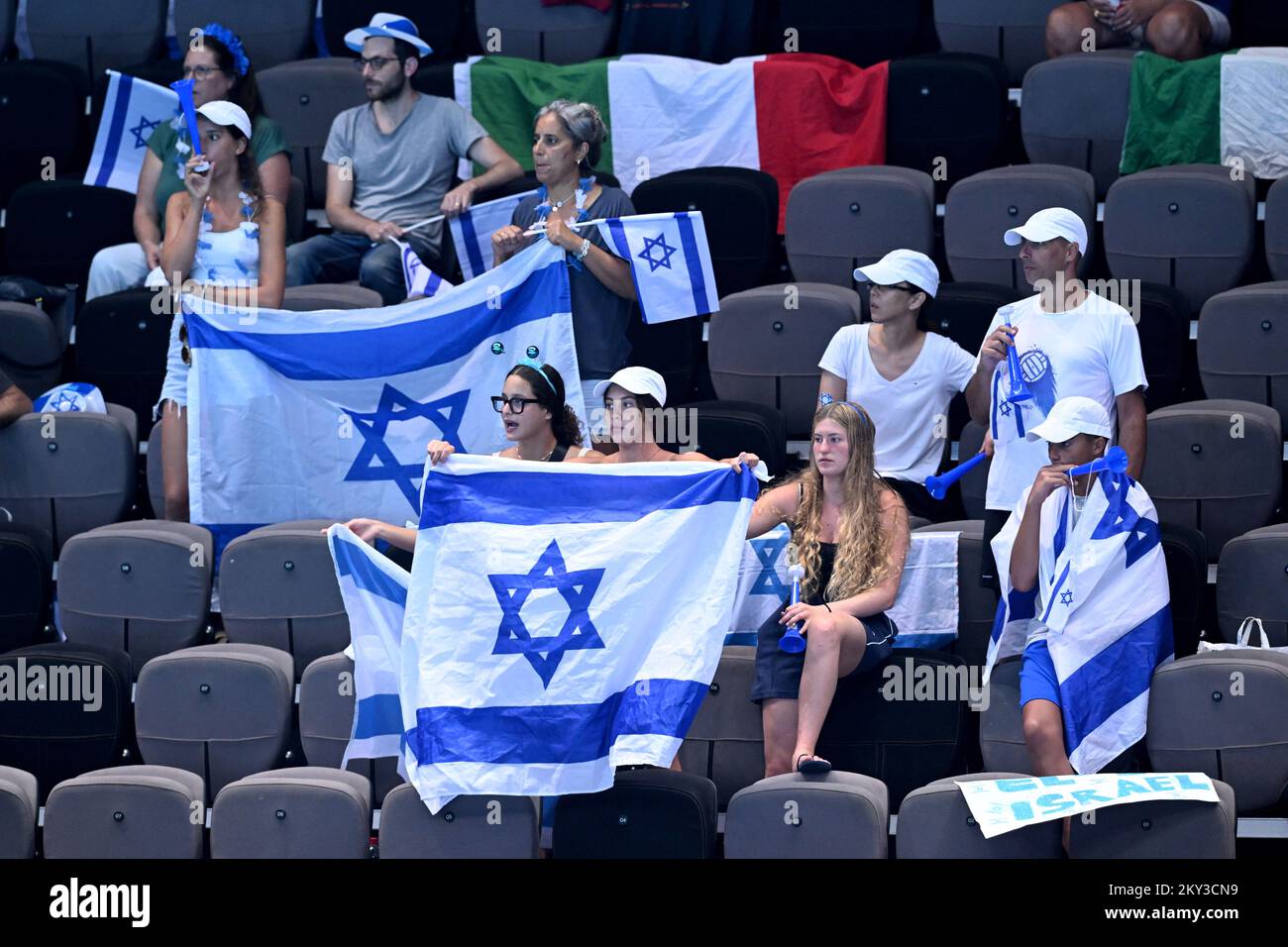 SPLIT, CROATIA - AUGUST 30: Supporters cheer in the stands during the ...