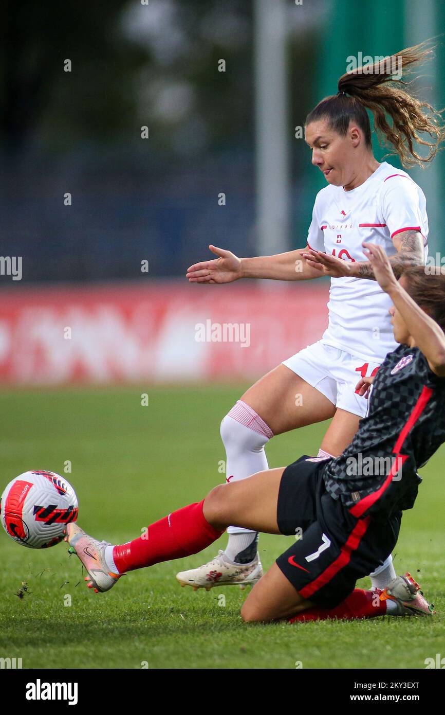 KARLOVAC, SEPTEMBER 02: Ramona Bachmann of Switzerland is challenged by ...