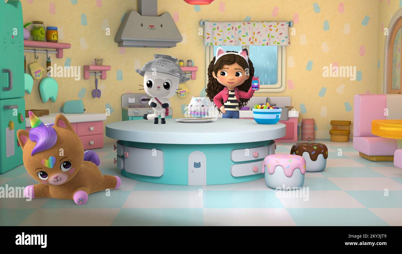 GABBY'S DOLLHOUSE, back from left: Pandy Paws (voice: Tucker Chandler ...