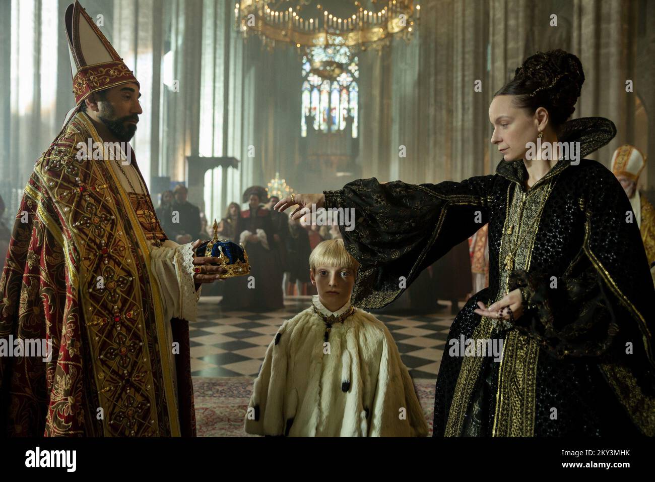 THE SERPENT QUEEN, from left: Ray Panthaki as Cardinal Charles de Guise ...