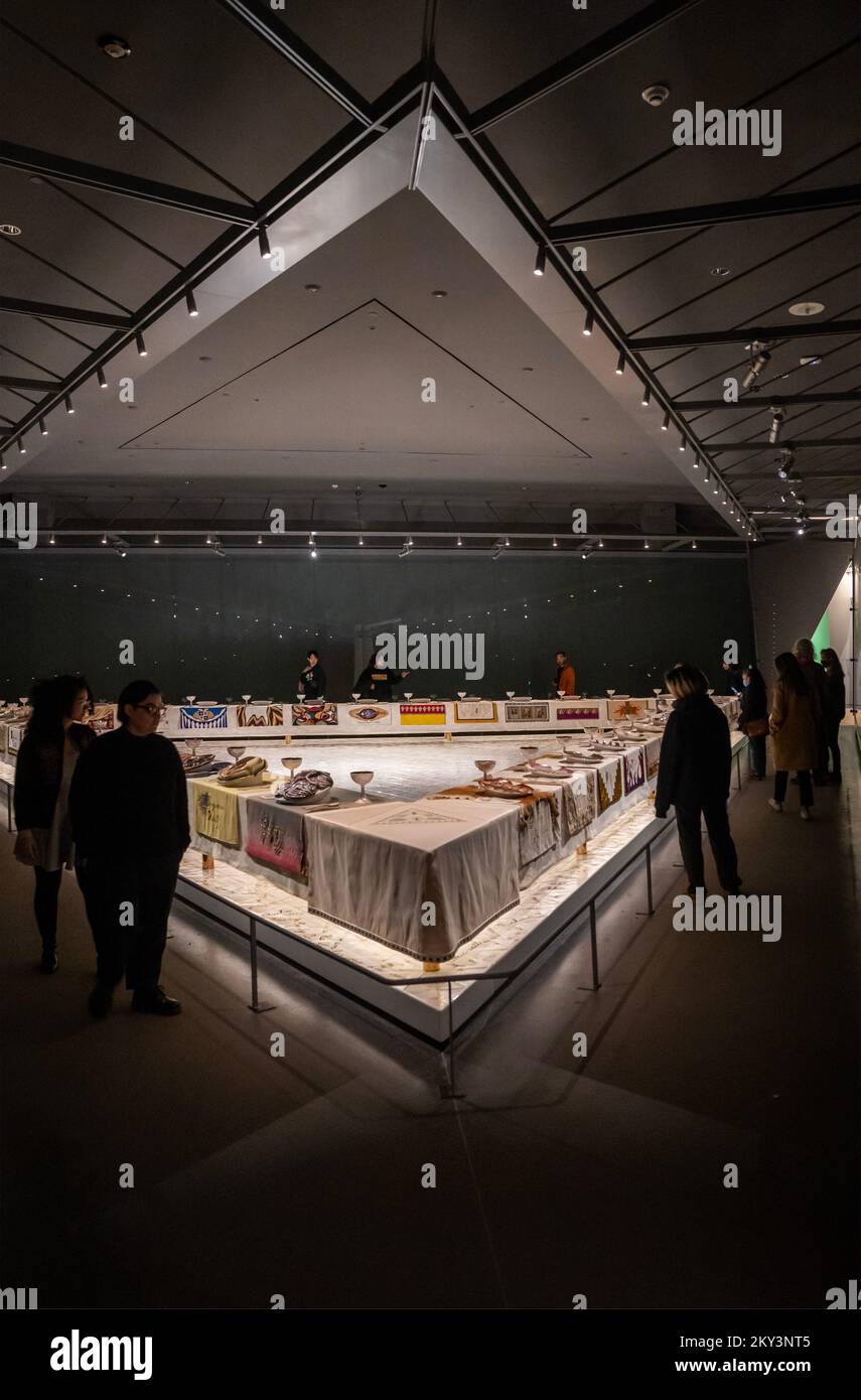 the Dinner Party exhibition at the Brooklyn Museum of Art in Brooklyn ...
