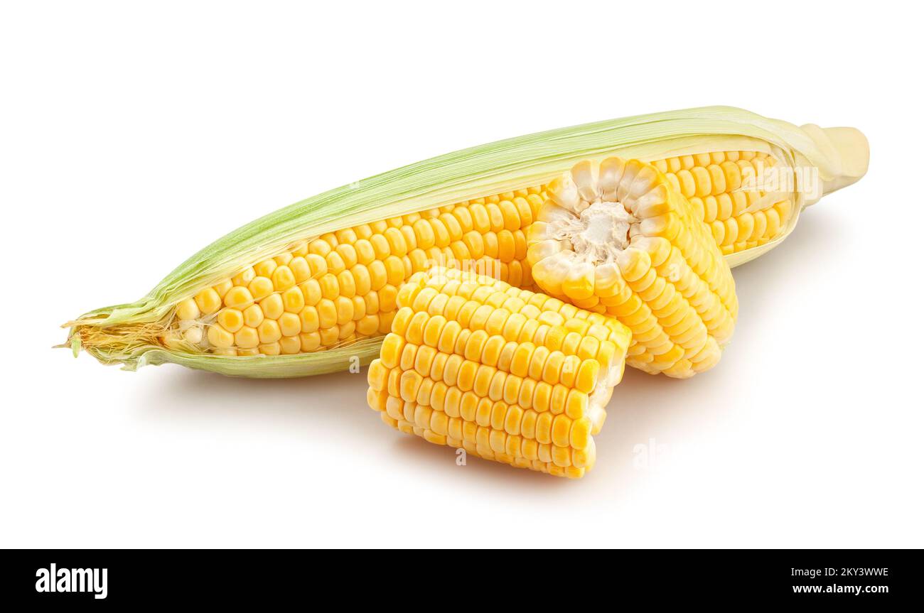 sliced corn path isolated on white Stock Photo - Alamy