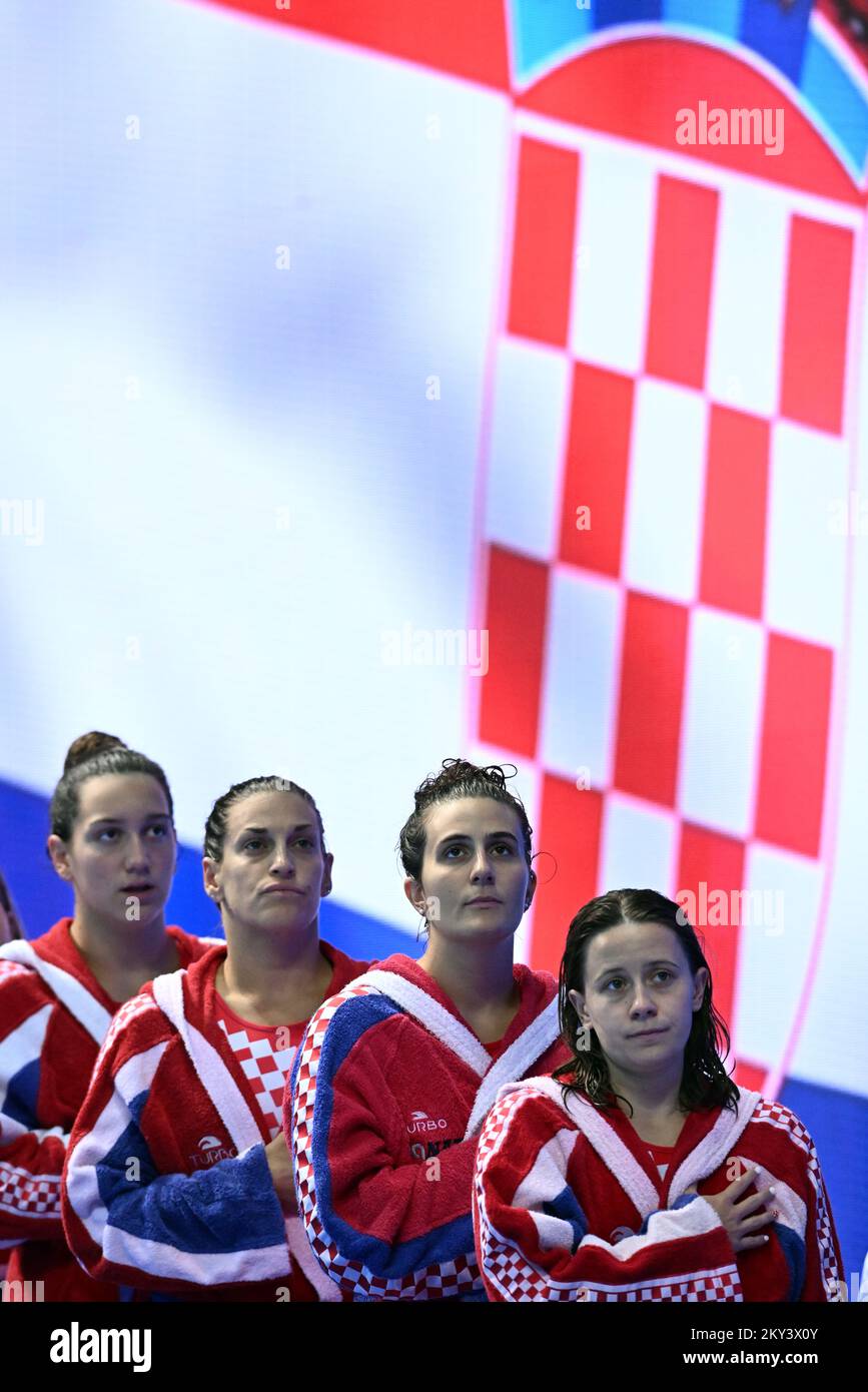 SPLIT, CROATIA - SEPTEMBER 09: Croatian water polo players during the ...