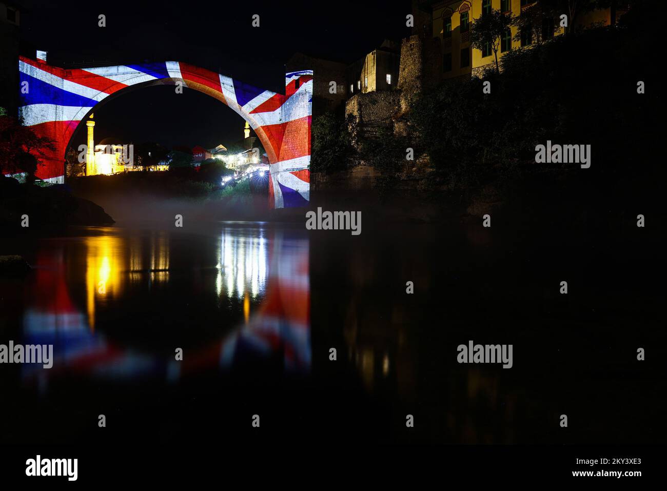 Photo taken on September 09, 2022 shows The Old Bridge in Mostar ...