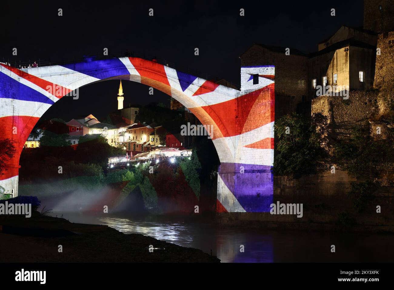Photo taken on September 09, 2022 shows The Old Bridge in Mostar ...