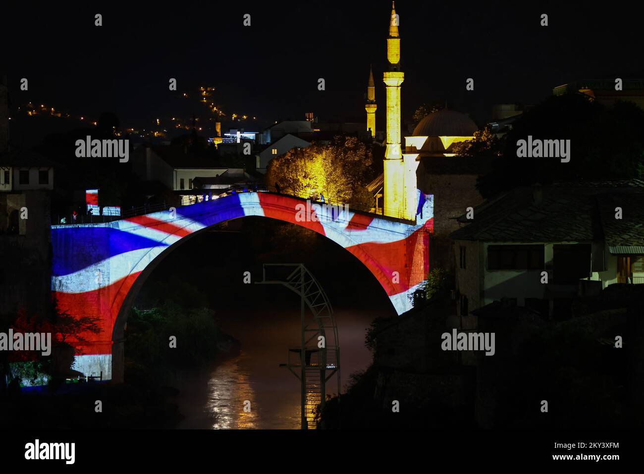 Photo taken on September 09, 2022 shows The Old Bridge in Mostar ...