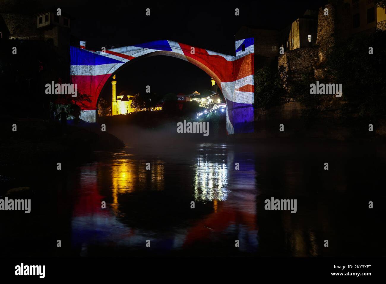 Photo taken on September 09, 2022 shows The Old Bridge in Mostar ...
