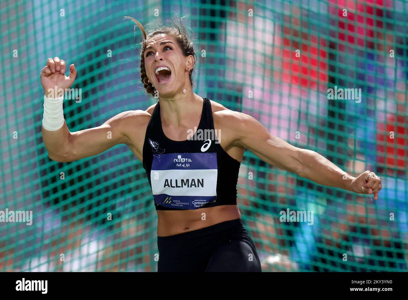 ZAGREB, CROATIA - SEPTEMBER 11: Valarie Allman of USA competes in Woman ...