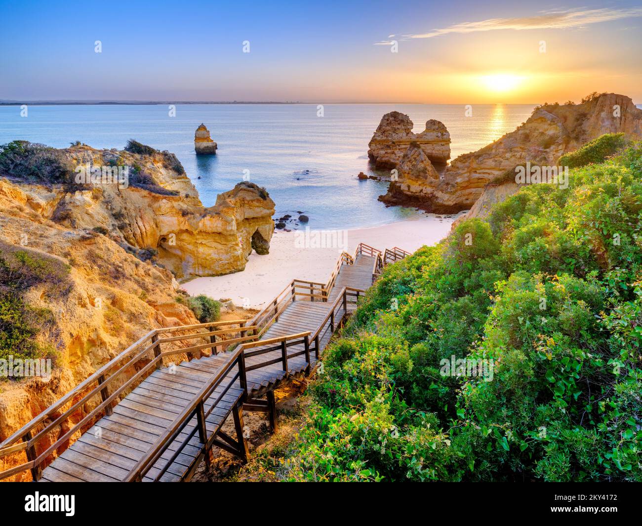 Boardwalk and Stairs to Camilo Beach at Sunrise Camilo Beach,Praia do ...