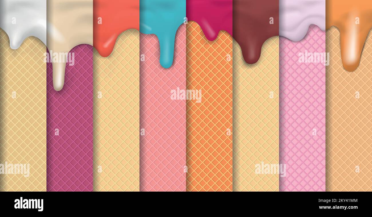 Set 8 pcs. texture background of ice cream of different flavors and ...