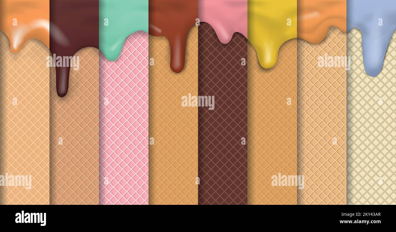 Set 8 pcs. texture background of ice cream of different flavors and ...