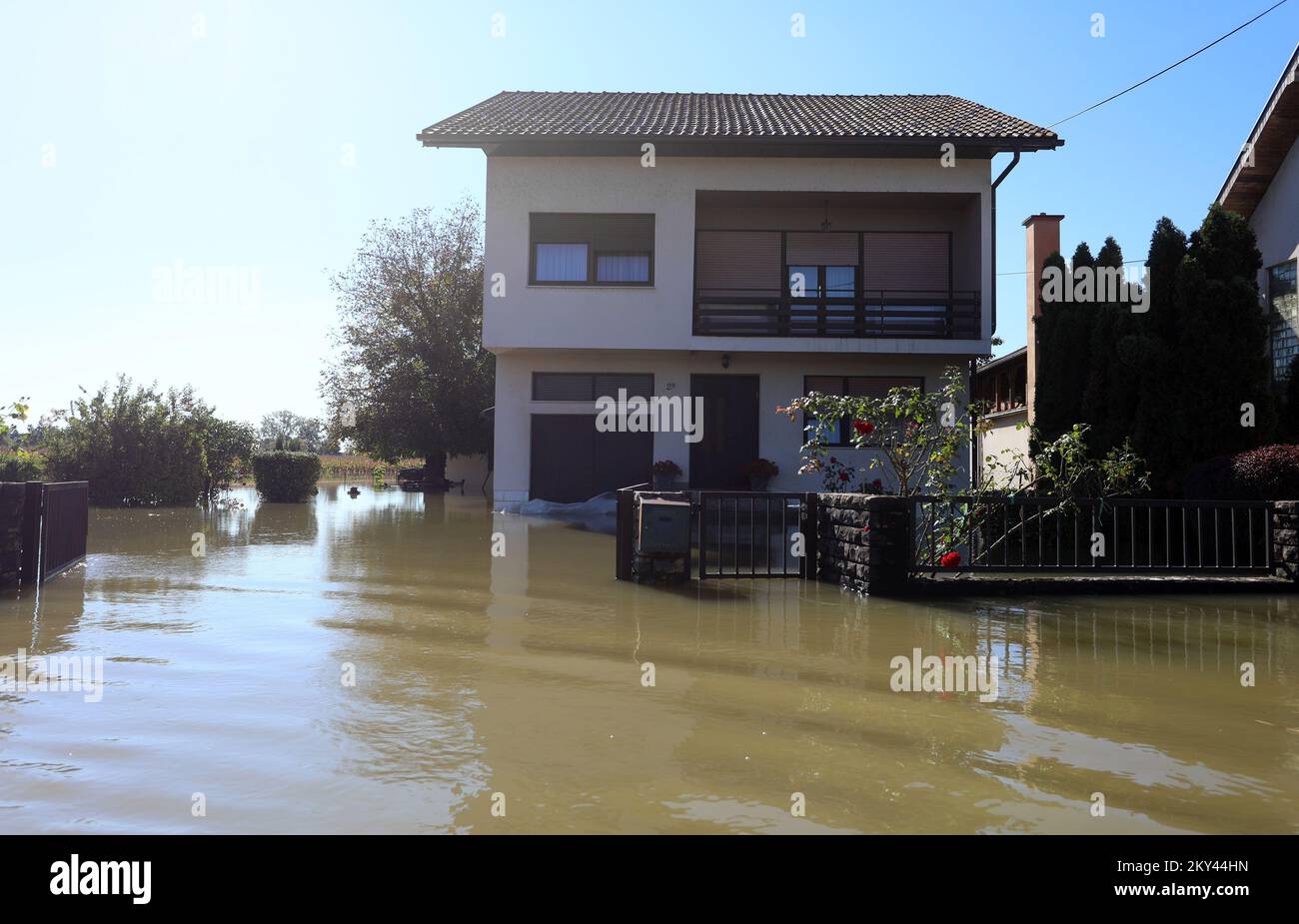 River Kupa overflows due to heavy rainfall causing flooded several ...