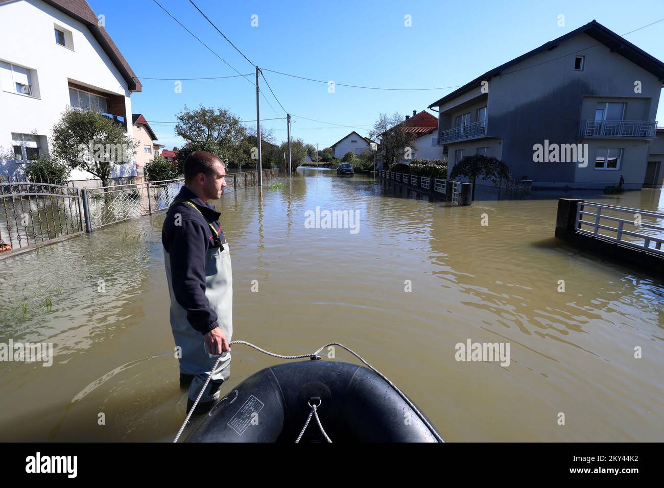 River Kupa overflows due to heavy rainfall causing flooded several ...