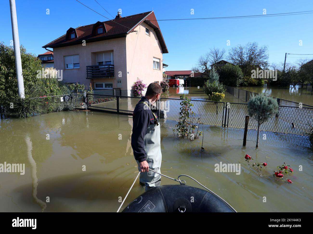 River Kupa overflows due to heavy rainfall causing flooded several ...
