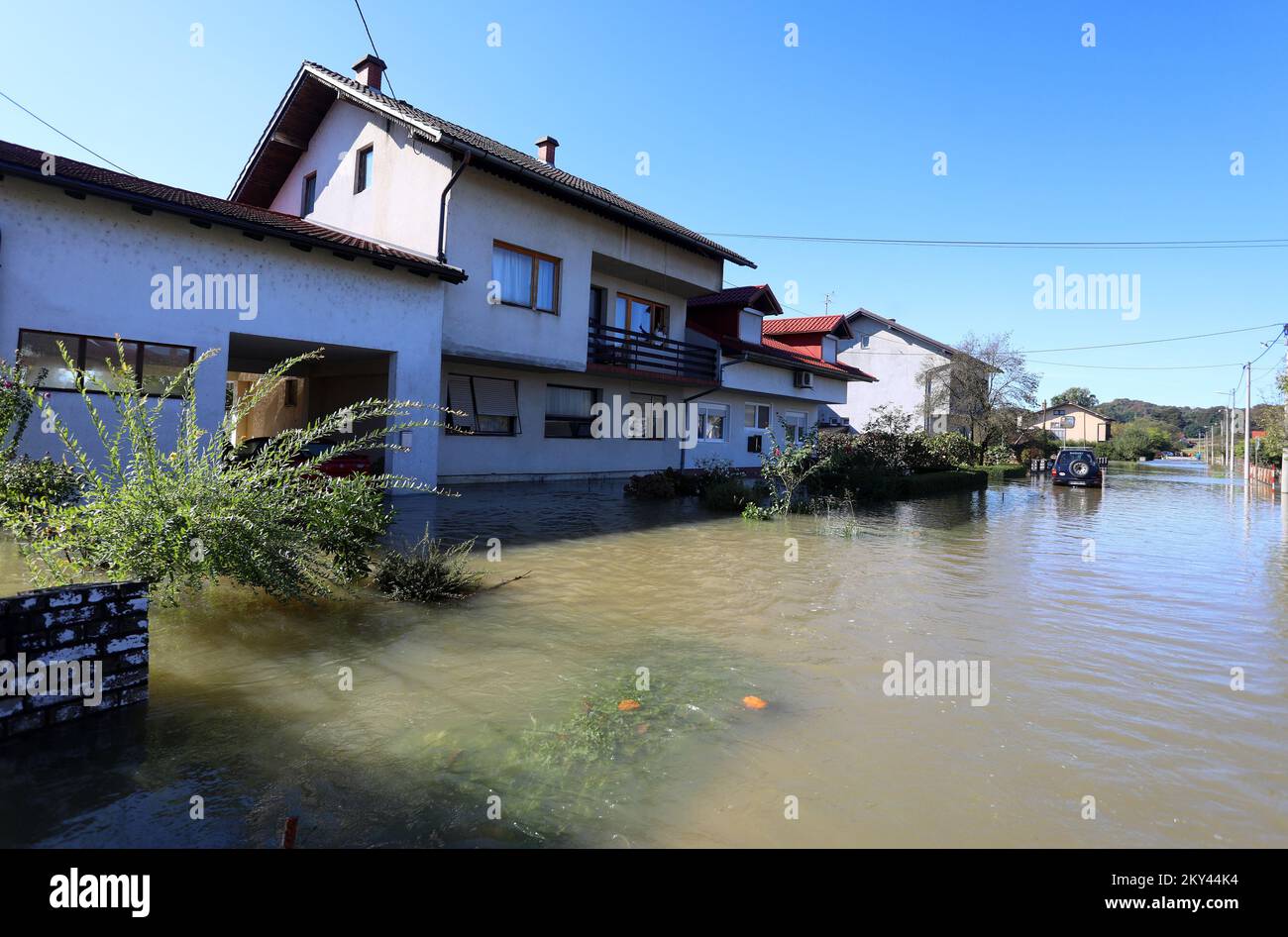 River Kupa overflows due to heavy rainfall causing flooded several ...